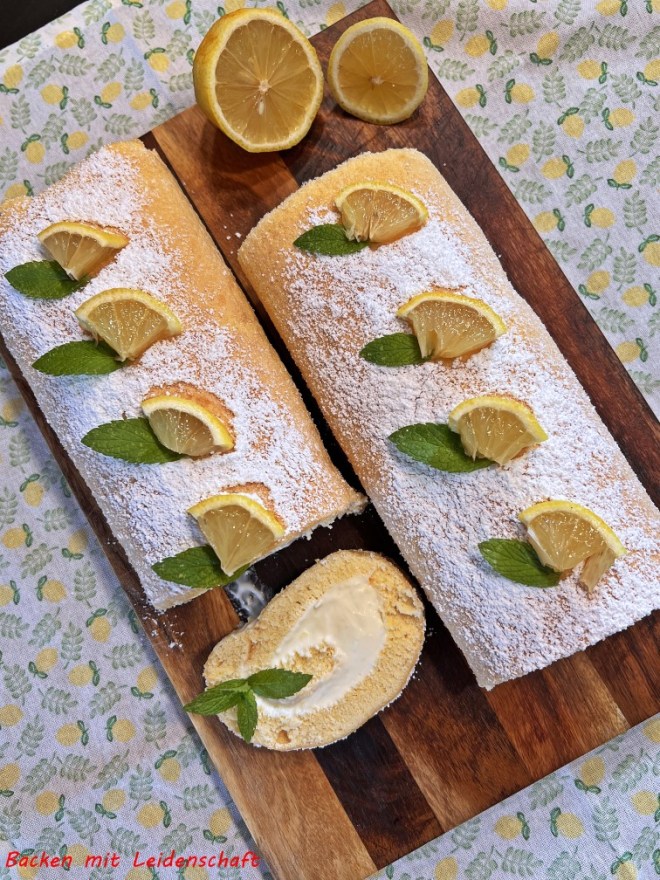 Käse-Sahne-Bisquitrolle mit einem Hauch Zitrone | Backen mit Leidenschaft